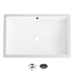 Stylish Voguish 24-1/2"W x 16-1/2"D White Rectangular Undermount ...