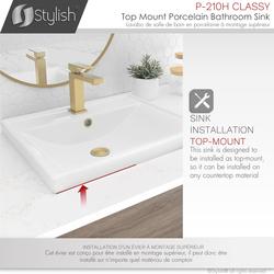 Stylish® Classy™ 20-1/4"W x 16"D White Rectangular Drop-In Bathroom ...