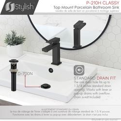 Stylish® Classy™ 20-1/4"W x 16"D White Rectangular Drop-In Bathroom ...