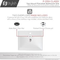 Stylish® Classy™ 20-1/4"W x 16"D White Rectangular Drop-In Bathroom ...