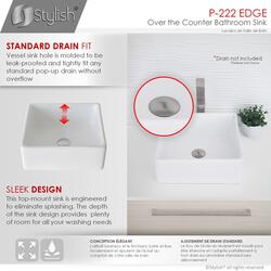 Stylish® Edge 15"W White Square Vessel Sink at Menards®