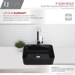 Stylish® Bold 18-3/4"W x 14-1/2"D Black Rectangular Vessel Sink at Menards®