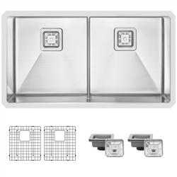Stylish® Clever Undermount 33" Stainless Steel Double Bowl Kitchen Sink ...