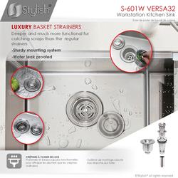 Stylish® Versa Undermount 32" Stainless Steel Double Bowl Kitchen Sink ...