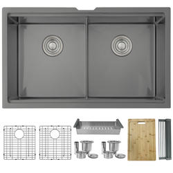Stylish® Versa Undermount 32" Graphite Black Stainless Steel Double ...