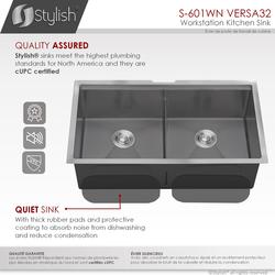 Stylish® Versa Undermount 32" Graphite Black Stainless Steel Double ...