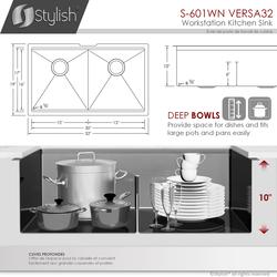 Stylish® Versa Undermount 32" Graphite Black Stainless Steel Double ...