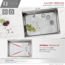 Stylish® Versa Undermount 25" Stainless Steel Single Bowl Kitchen Sink ...