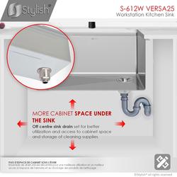 Stylish® Versa Undermount 25" Stainless Steel Single Bowl Kitchen Sink ...