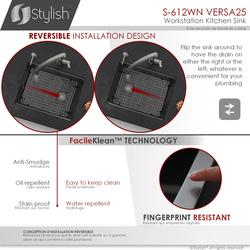 Stylish® Versa Undermount 25" Graphite Black Stainless Steel Single ...