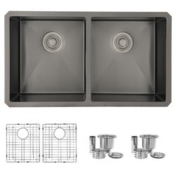 Stylish® Bright Undermount 32" Graphite Black Stainless Steel Double ...