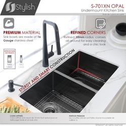 Stylish® Bright Undermount 32" Graphite Black Stainless Steel Double ...
