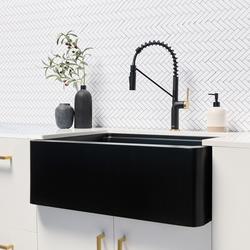 Stylish® Bronte Farmhouse/Apron Front 30" Black Composite Granite ...