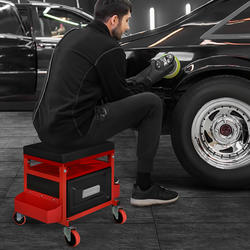 Huxley Garage Black & Red Rolling Tool Box Stool at Menards®