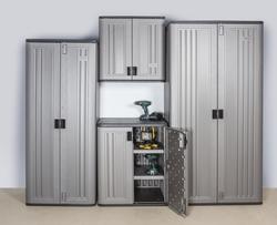 Suncast® 100"W x 80-1/4"H x 20-1/4"D Platinum 4-Piece Storage Cabinet ...