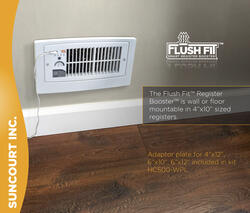 Suncourt® White Flush Fit Smart Register Booster Fan with Adaptor Plate ...