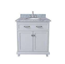 Tuscany® Addison 30"W x 22"D Gray Vanity and Carrara Marble Vanity Top ...