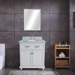 Tuscany® Addison 30"W x 22"D Gray Vanity and Carrara Marble Vanity Top ...