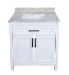 Tuscany® Ravenna 30"W x 22"D White Vanity and Natural Carrara Marble ...