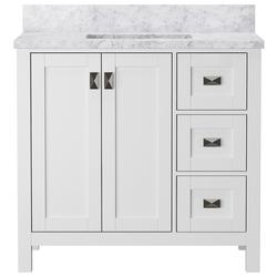 Tuscany® Rio 36"W x 22"D White Vanity and White Carrara Marble Vanity ...
