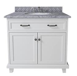 Tuscany® Addison 36"W x 22"D White Vanity with Carrara Marble Vanity ...