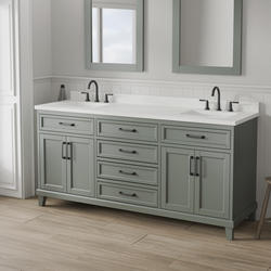 Tuscany® Palermo 72"W x 22-3/8"D Caldwell Green Vanity and Ascot White ...