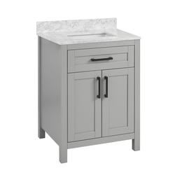 Tuscany Ravenna 24 W x 22 D Gray Vanity and Natural Carrara Marble Vanity Top with Rectangular Undermount Bowl