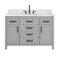Tuscany® Ravenna 48"W x 22"D Gray Vanity and Natural Carrara Marble ...