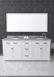 Tuscany® Addison 72"W x 22"D White Vanity and Carrara Marble Vanity Top ...