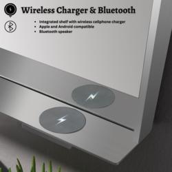 Tuscany® 24"W x 32"H Brushed Nickel Framed LED Mirror with Bluetooth ...