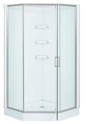 Tuscany® Tortona 38"W x 38"D x 80"H White Neo-Angle Shower with Corner Drain & Brushed Nickel ...