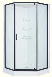 Tuscany® Tortona 36"W x 74"H Matte Black Framed Neo-Angle Corner Shower ...
