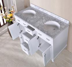 Tuscany® Addison 60"W x 22"D White Vanity with Carrara Marble Vanity ...