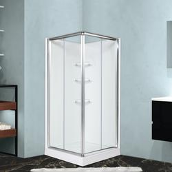 Tuscany® Matera 38"W x 38"D x 80"H White Corner Shower with Corner Drain & Chrome Enclosure (4 ...