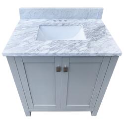 Tuscany® Rio 30"W x 22"D Gray Vanity and White Carrara Marble Vanity ...