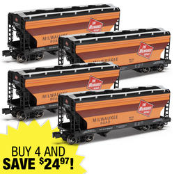 4-Piece O Gauge Milwaukee Road ACF 2-Bay Covered Hopper Dealer Pack at ...