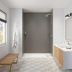 Swanstone™ Square Tile™ 36"W x 36"D x 72"H Sandstone Shower Wall ...