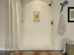 Swanstone™ Square Tile™ 62"W x 36"D x 96"H Carrara Shower Wall Surround ...