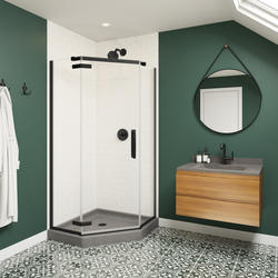 Swanstone™ Classic Subway Tile™ 36"W x 36"D x 96"H Carrara Shower Wall ...