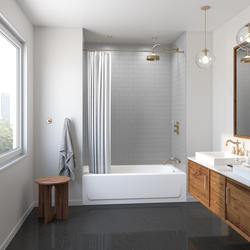 Swanstone™ Classic Subway Tile™ 62"W x 36"D x 96"H Charcoal Gray Shower ...