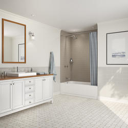 Swanstone™ Classic Subway Tile™ 62"W x 36"D x 96"H Sandstone Shower ...