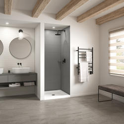 Swanstone™ Traditional Subway Tile™ 62"W x 36"D x 96"H Ash Gray Shower ...