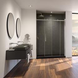 Swanstone™ Traditional Subway Tile™ 62"W x 36"D x 96"H Charcoal Shower ...