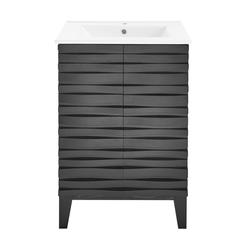 Swiss Madison Cascade 24"W x 18"D Black Vanity and Glossy White Vanity ...
