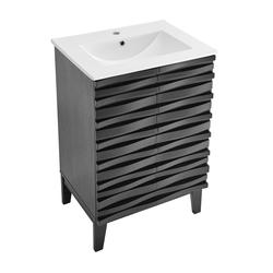 Swiss Madison Cascade 24"W x 18"D Black Vanity and Glossy White Vanity ...