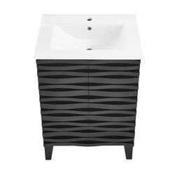 Swiss Madison Cascade 24"W x 18"D Black Vanity and Glossy White Vanity ...