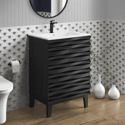 Swiss Madison Cascade 24"W x 18"D Black Vanity and Glossy White Vanity ...