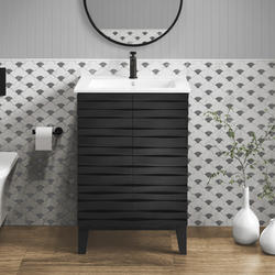 Swiss Madison Cascade 24"W x 18"D Black Vanity and Glossy White Vanity ...