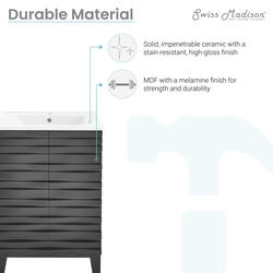 Swiss Madison Cascade 24"W x 18"D Black Vanity and Glossy White Vanity ...