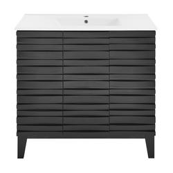 Swiss Madison Cascade 36"W x 18"D Black Vanity and Glossy White Vanity ...